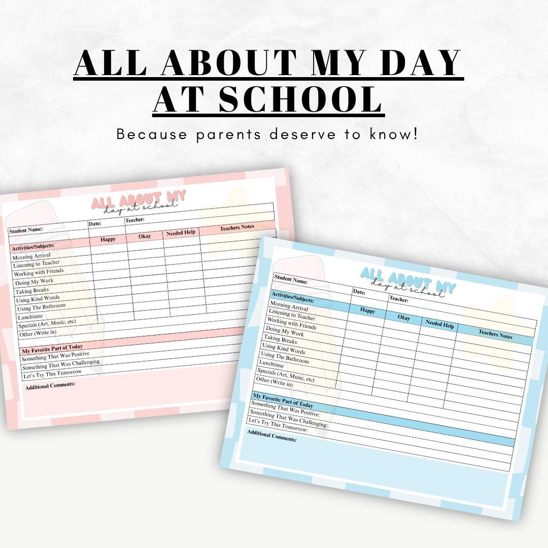 Special Needs Daily School Report: Autism Communication Log (printable ...