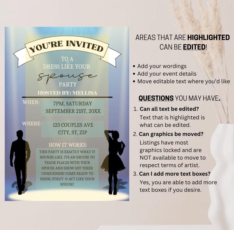Dress Like Your Partner Party Invitation for Couples' Humor Night - Etsy