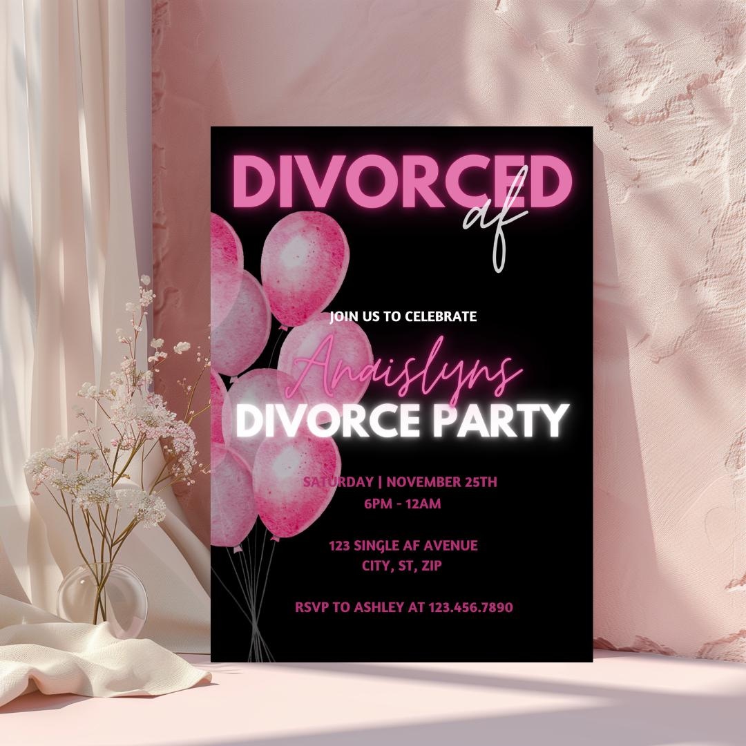 Divorced AF Party Invitation | Funny Divorce Party Invite Template ...