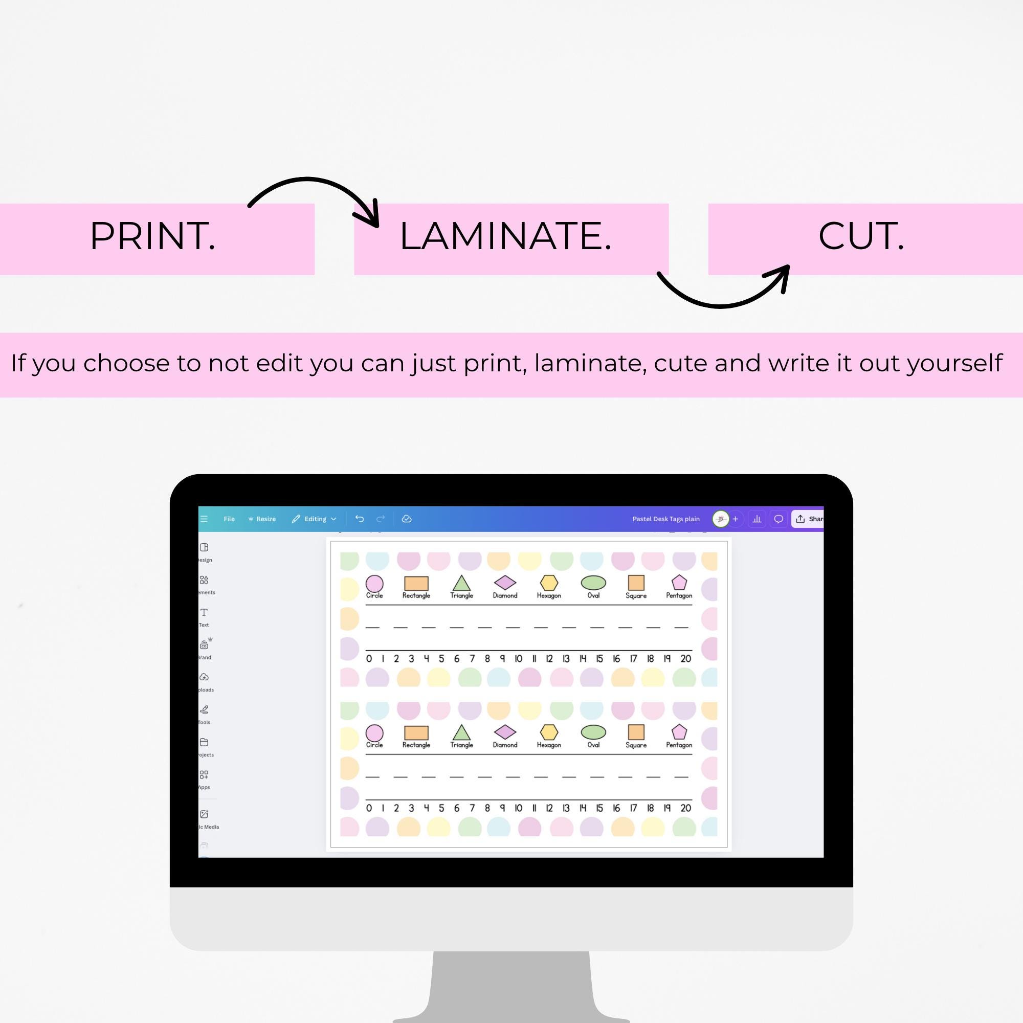 Editable Classroom Name Plates: Shapes, Colors, Numbers (canva Template ...