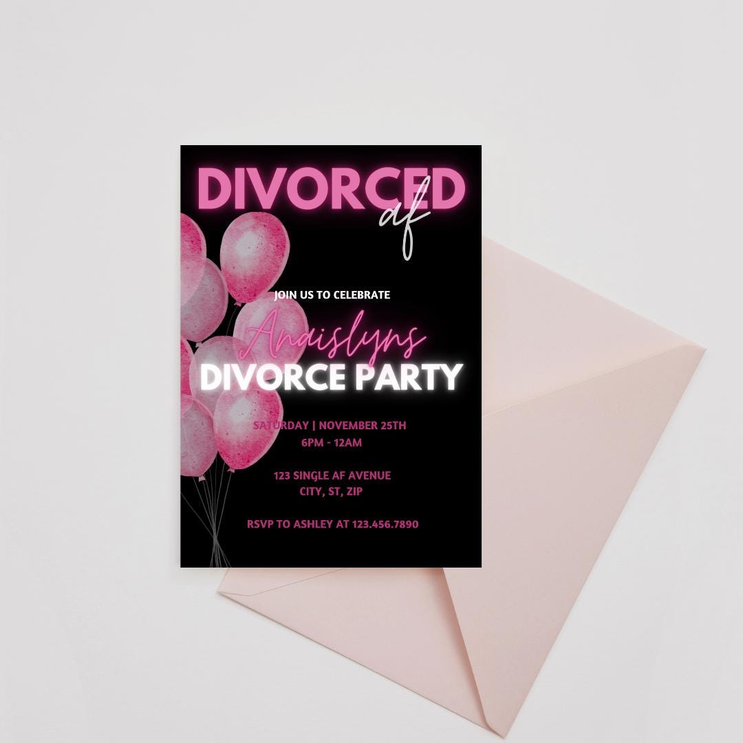 Divorced AF Party Invitation | Funny Divorce Party Invite Template ...