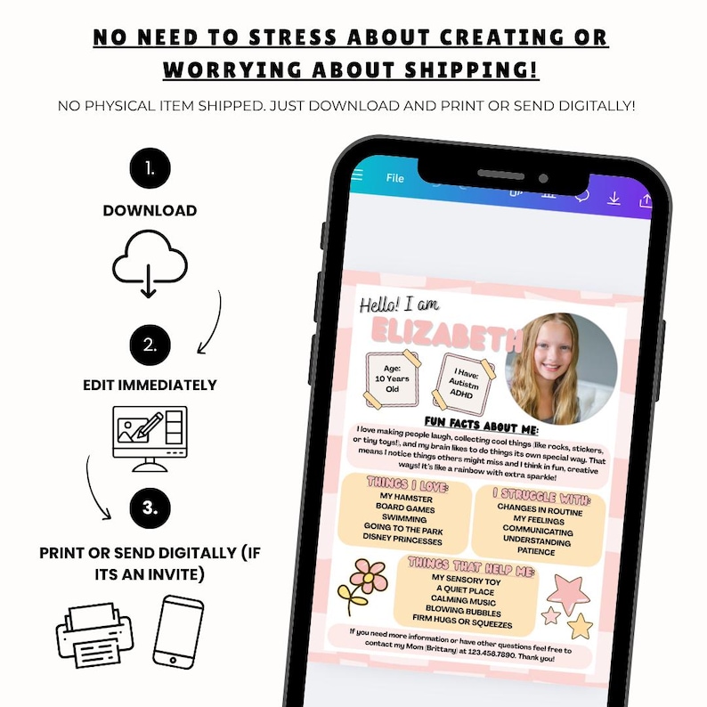 Autism About Me Printable | All About Me for Special Needs Kids ...