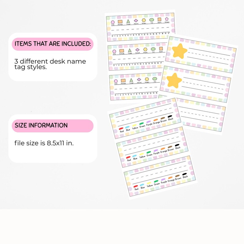 Editable Classroom Name Plates: Shapes, Colors, Numbers (canva Template ...
