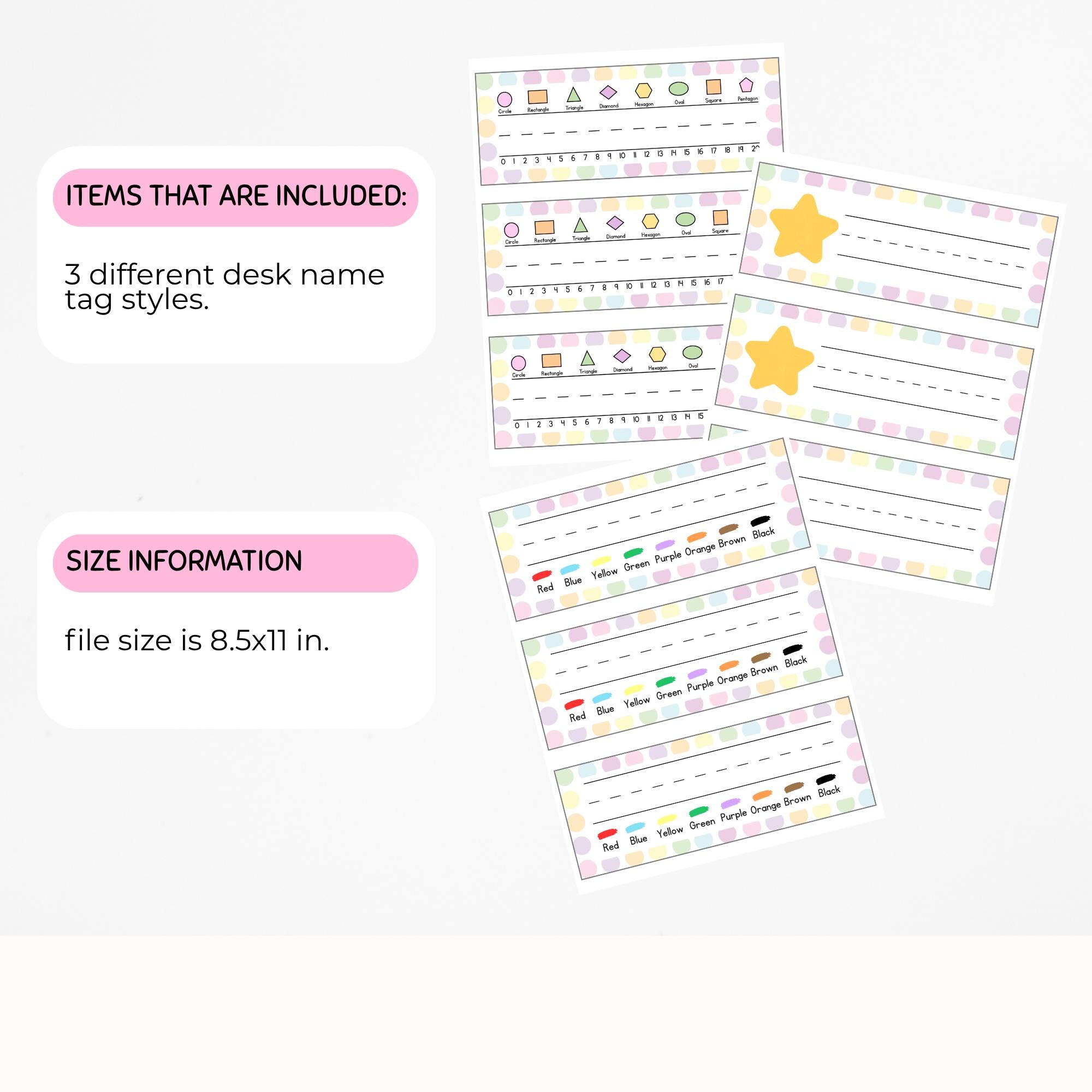 Editable Classroom Name Plates: Shapes, Colors, Numbers (canva Template ...