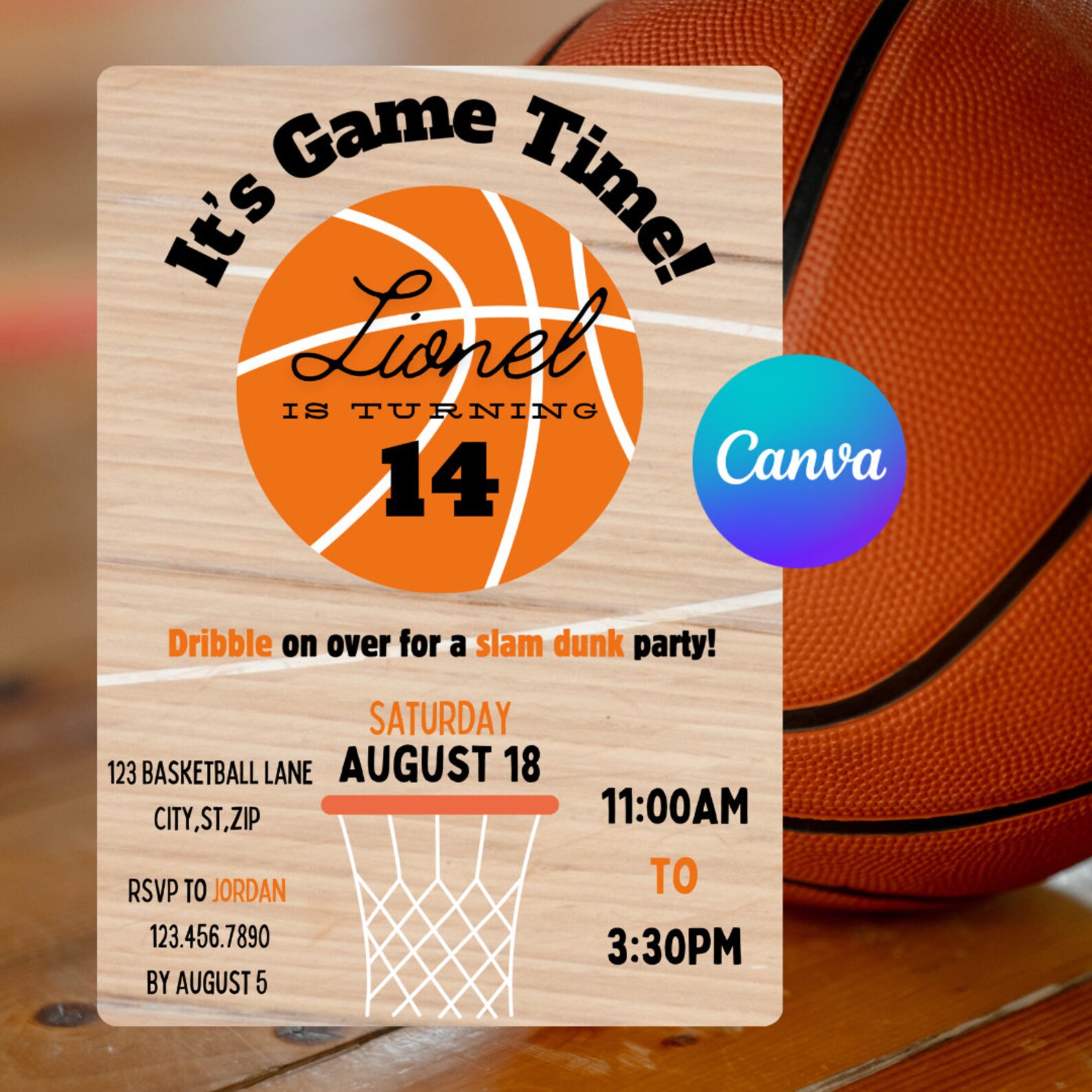 Basketball Birthday Invite | Boy Birthday Invitation | Sport Invitation ...