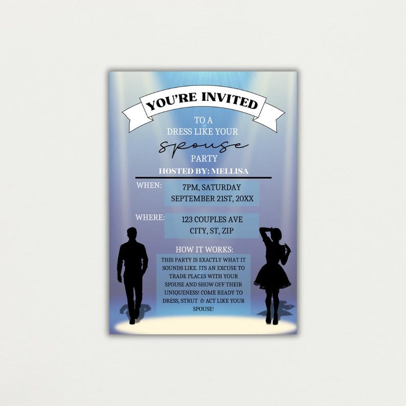 Dress Like Your Partner Party Invitation for Couples' Humor Night - Etsy