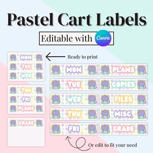 Editable Pastel Teacher Cart Labels for Classroom | Days of the Week ...