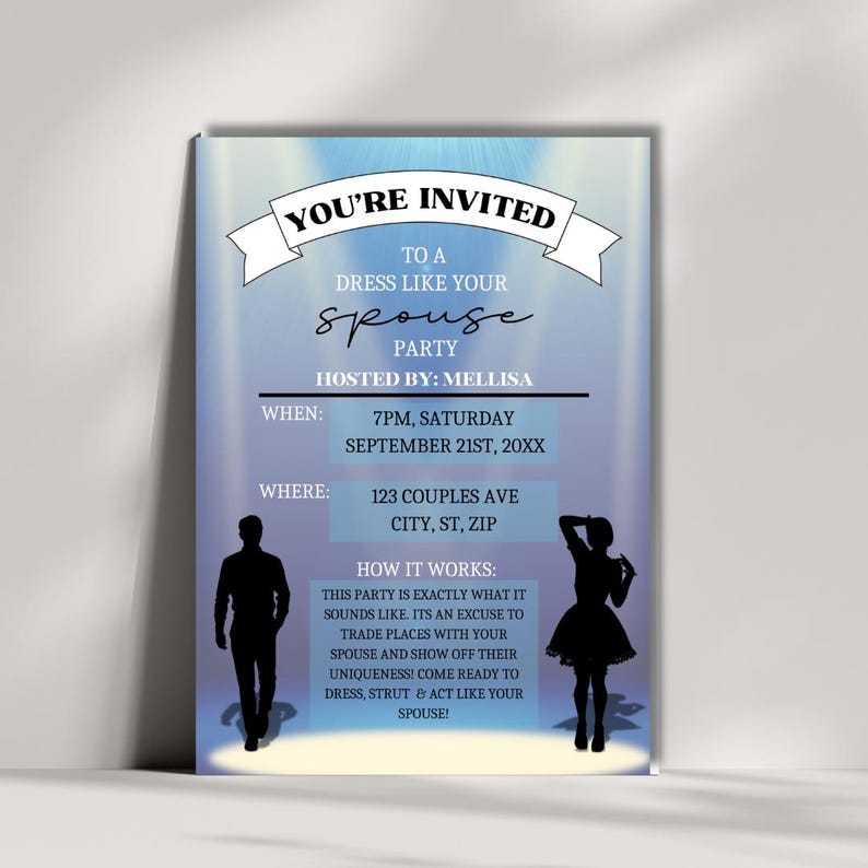 Dress Like Your Partner Party Invitation for Couples' Humor Night - Etsy