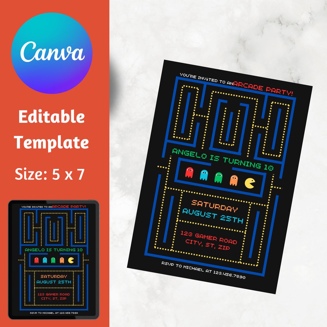 Pac Man Birthday Invitation Pac Man Birthday Party Pac Man Party ...