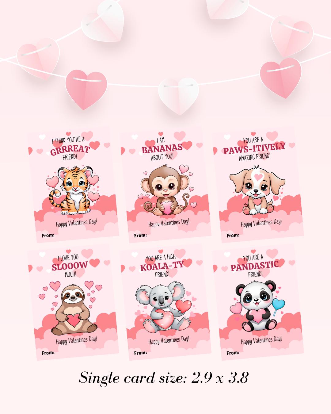 Cute Animal Valentines Day Cards| Printable Valentines Cards for Kids ...