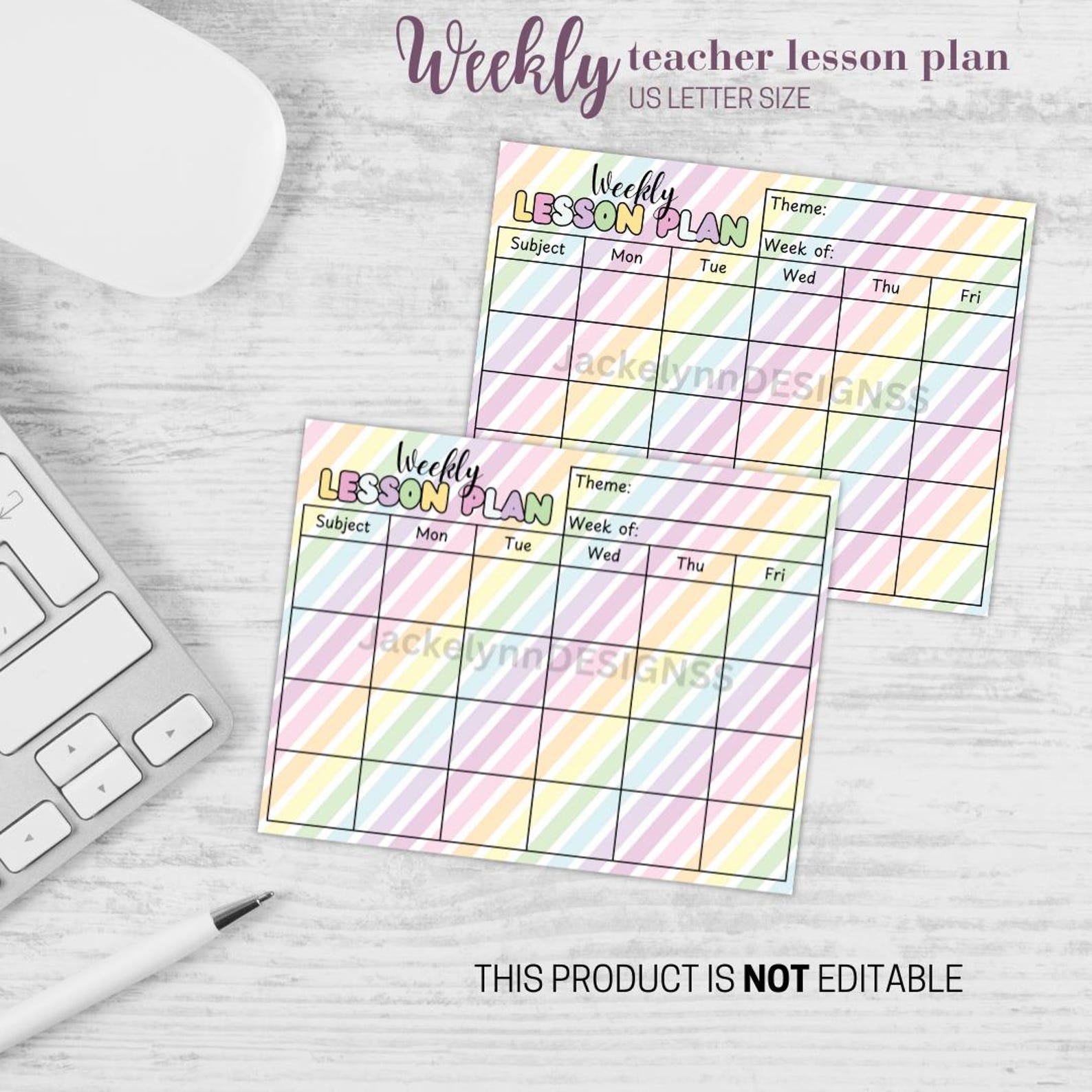 Printable Weekly Teacher Lesson Plan: Elementary School (digital ...