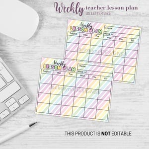 Printable Weekly Teacher Lesson Plan: Elementary School (digital ...