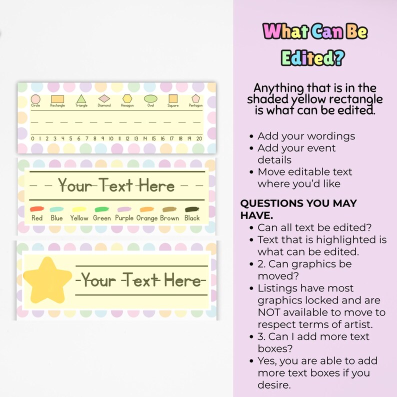 Editable Classroom Name Plates: Shapes, Colors, Numbers (canva Template ...