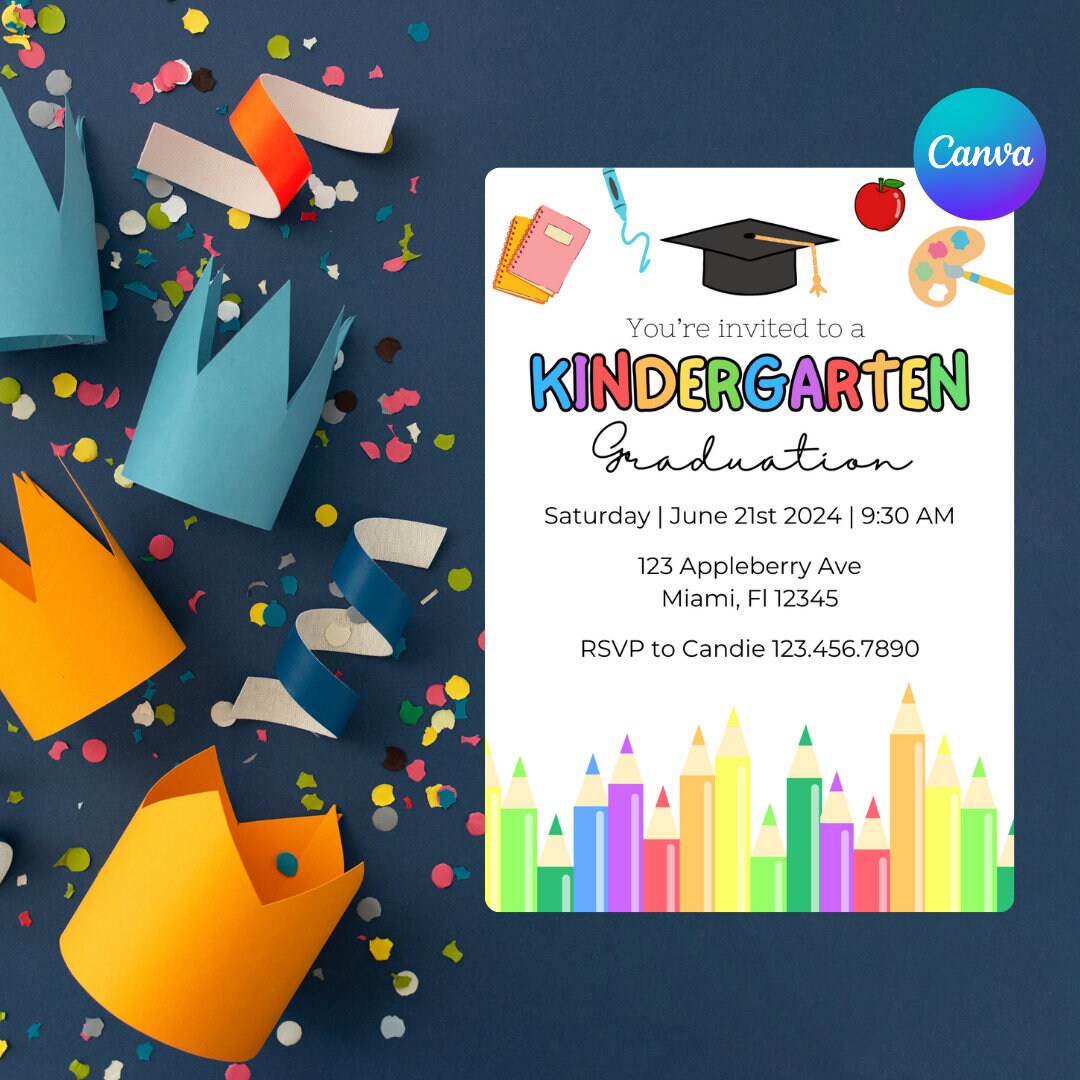 Editable Kindergarten Graduation Invite | Kindergarten Graduation ...