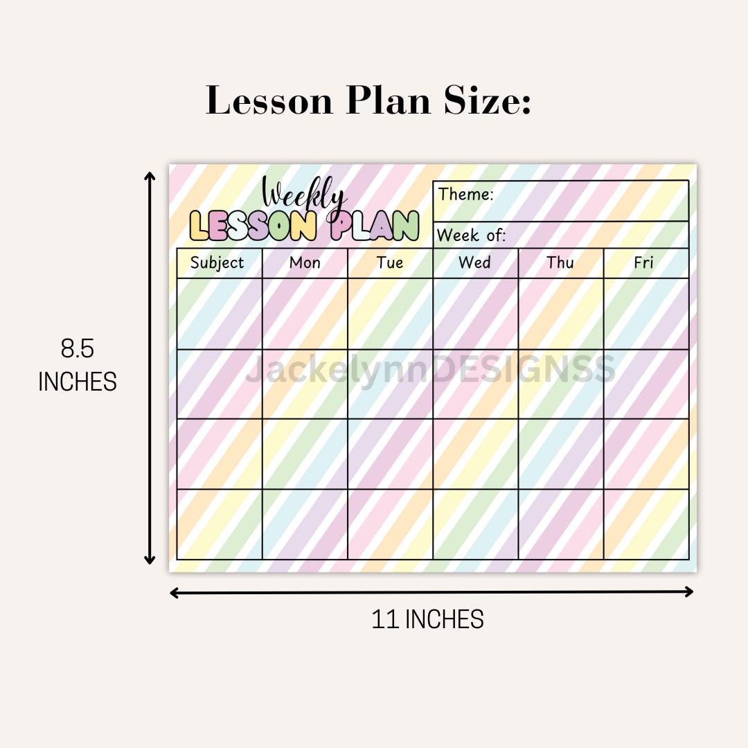 Printable Weekly Teacher Lesson Plan: Elementary School (digital ...