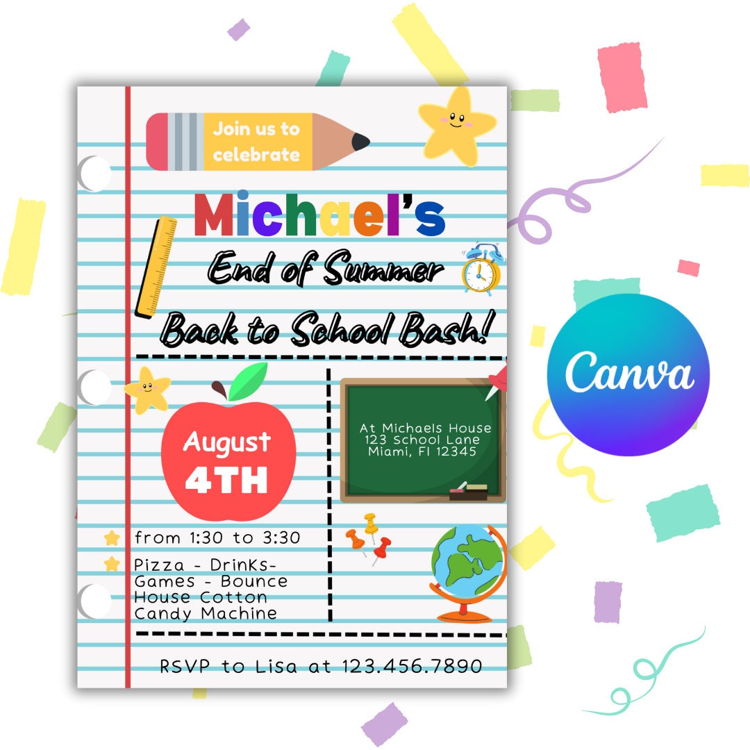 Back to School Invitation End of Summer Back to School Bash Back to ...