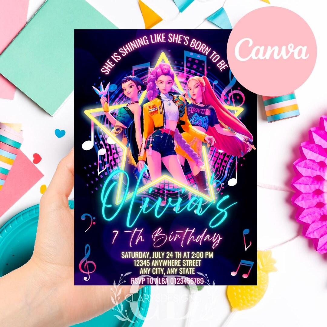 KPOP Demon Hunters Invitation, KPOP Demon Hunters Birthday Invitation ...