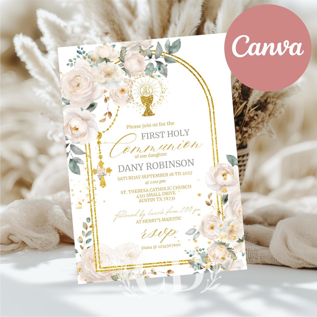 Editable First Holy Communion Invitation, First Holy Communion ...