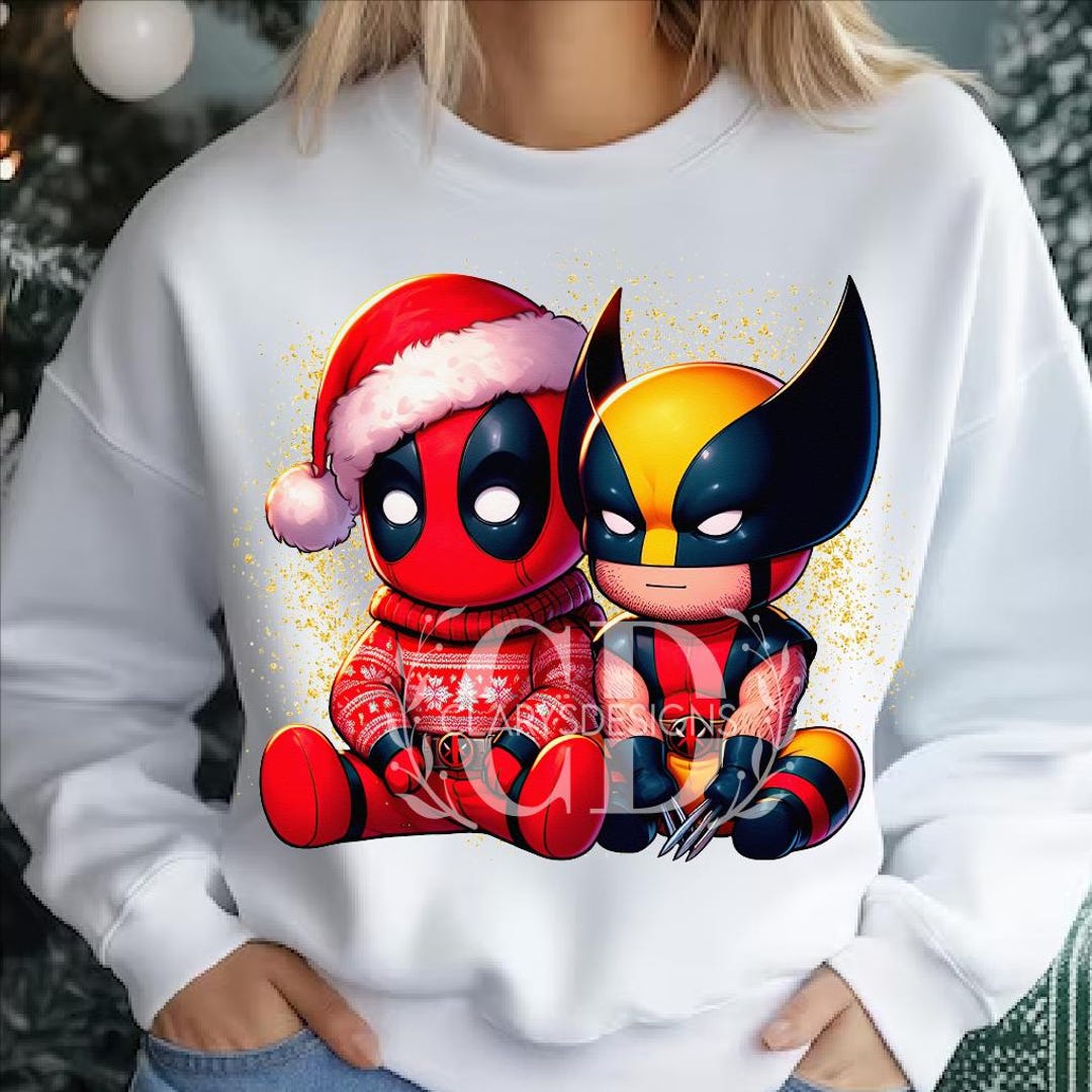 Cute Deadpool and Wolverine PNG, Christmas Deadpool Wolverine PNG ...