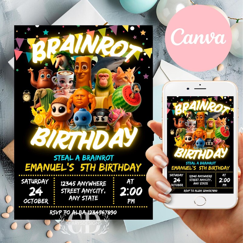 Brainrot Birthday Card - Etsy
