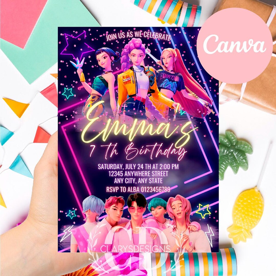 Invitation KPOP Demon Hunters, Invitation d'anniversaire KPOP Demon ...