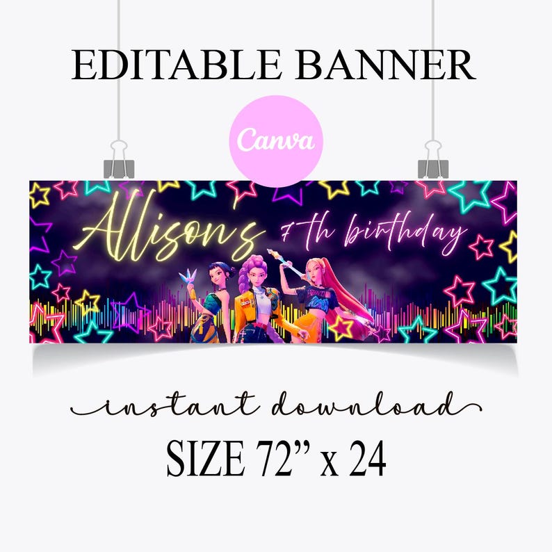 KPOP Demon Hunters Banner, KPOP Demon Hunters Backdrop, Editable KPOP ...