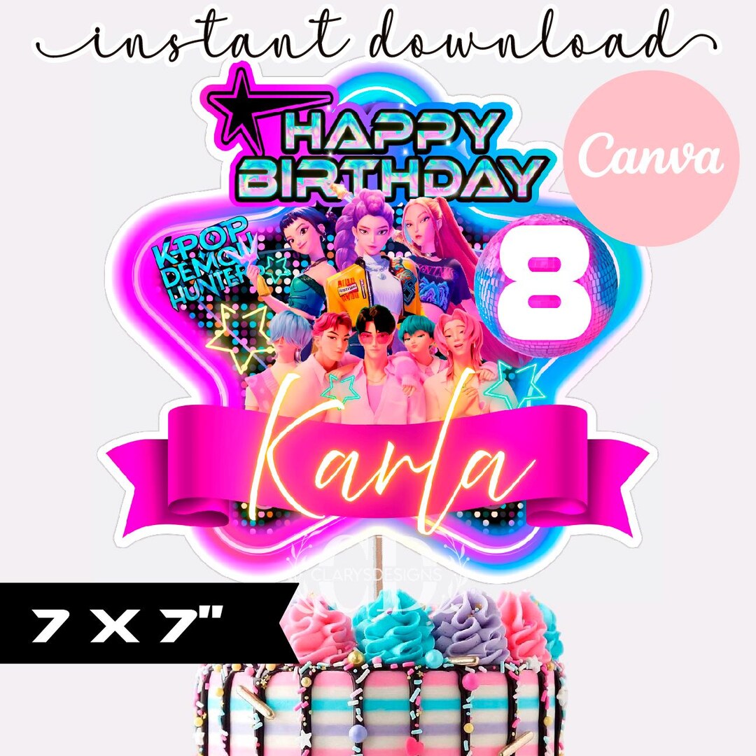 Editable KPOP Demon Hunters Cake Topper, Digital Download, Editable ...