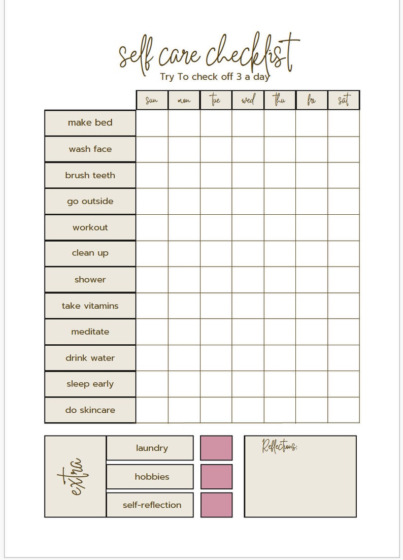 Self Care Checklist - Etsy