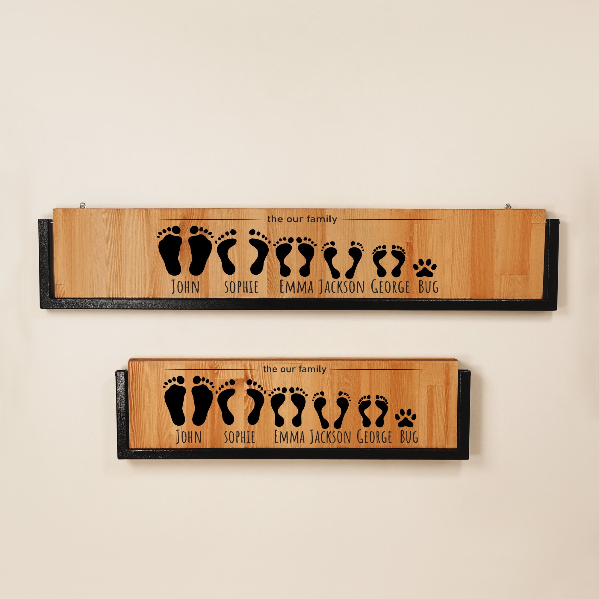Personalized Wooden Wall Shoe Rack, Custom Laser Engraved Entryway Shoe ...