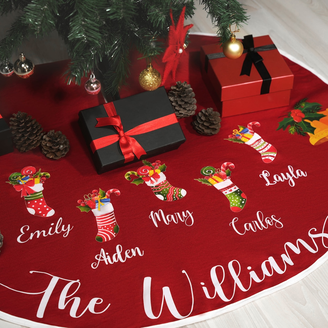 Christmas Holiday Home Decor Custom Tree Skirt, Personalized Xmas Tree ...