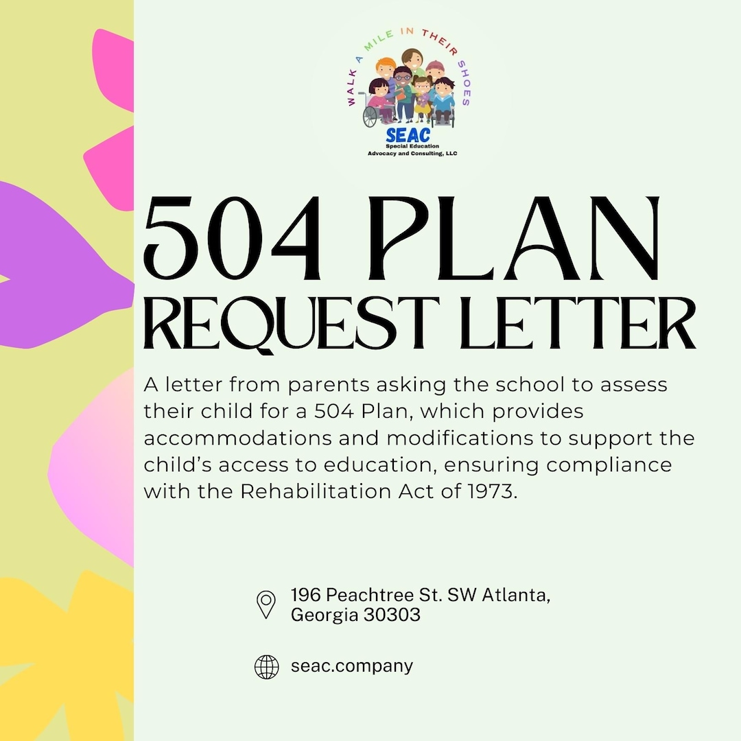 504 Plan Request Letter, Accommodations Request, School Modifications ...