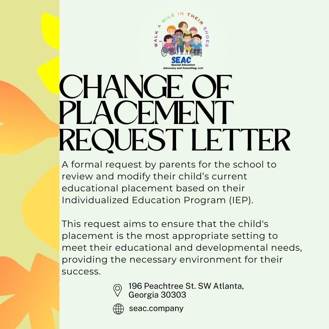 Change of Placement Letter, IEP Placement Request, Special Education ...