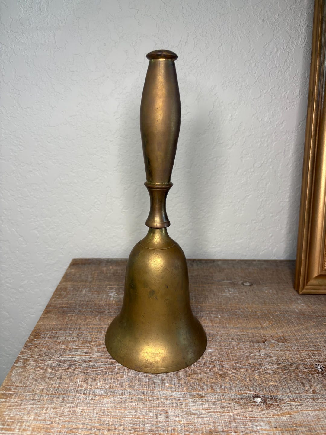 Vintage Large Handheld Brass Dinner/school Bell Made in India, Vintage ...