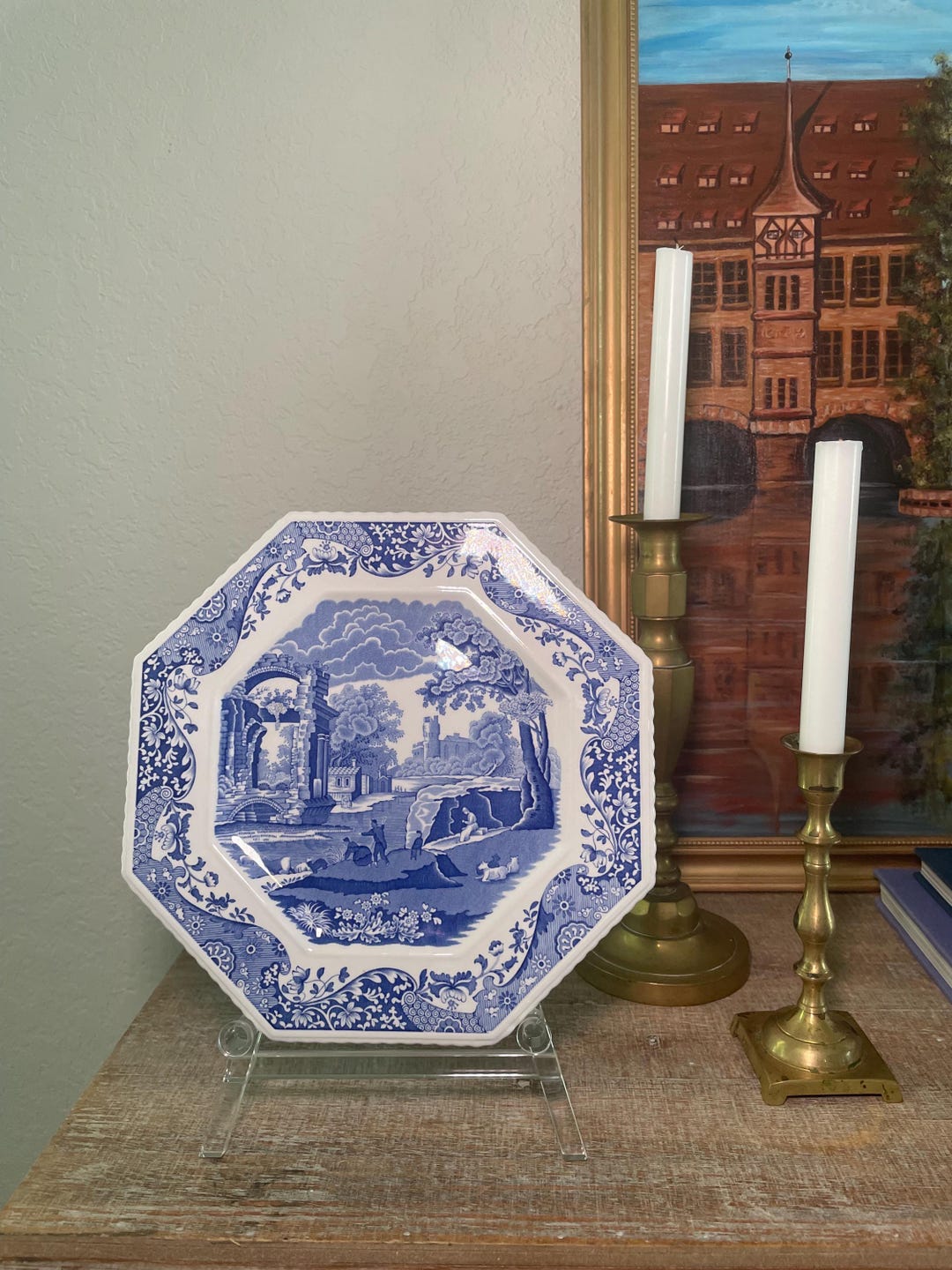 Spode italian Octagonal Blue and White 9.5 Dinner Plate, Plate Wall ...