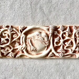 Frog With Broom Stick Pagan Art Reproduction Green Wash Over White ...