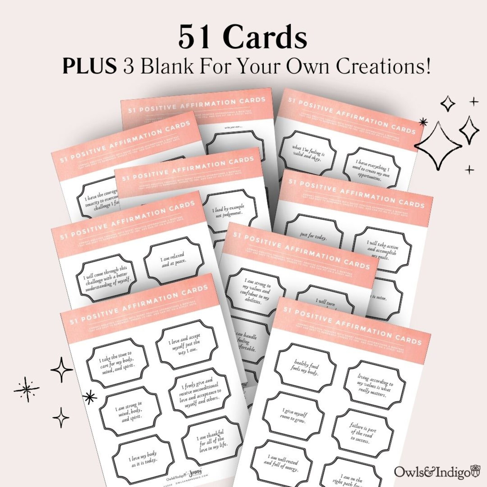 51 Positive Affirmation Cards, DIGITAL DOWNLOAD, Inspirational Quote ...