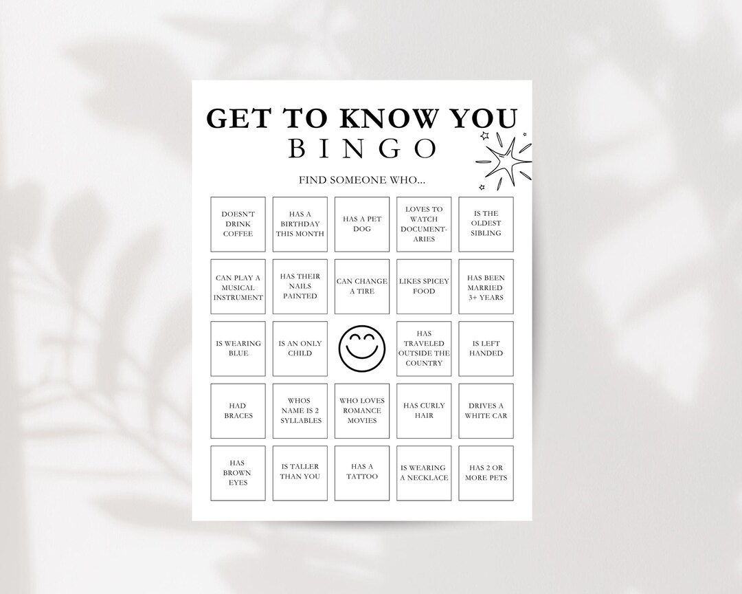 Get to Know You Bingo, Find Someone Who Bingo, Find the Guest Bingo ...