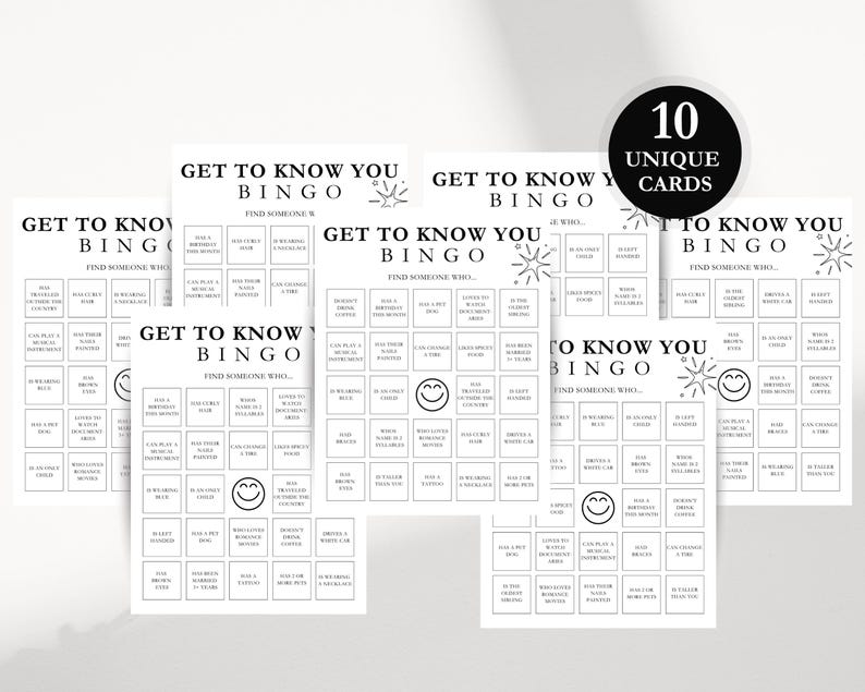 Get to Know You Bingo, Find Someone Who Bingo, Find the Guest Bingo ...