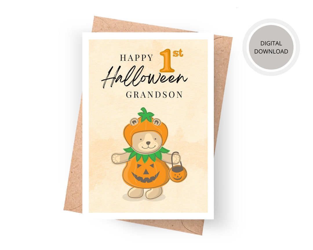 Baby's First Halloween Card, Grandsons First Halloween Card, Babys 1st ...