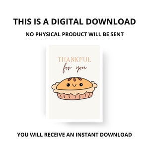 Thankful for You Card, Printable Card, Cute Thanksgiving Card, Autumn ...