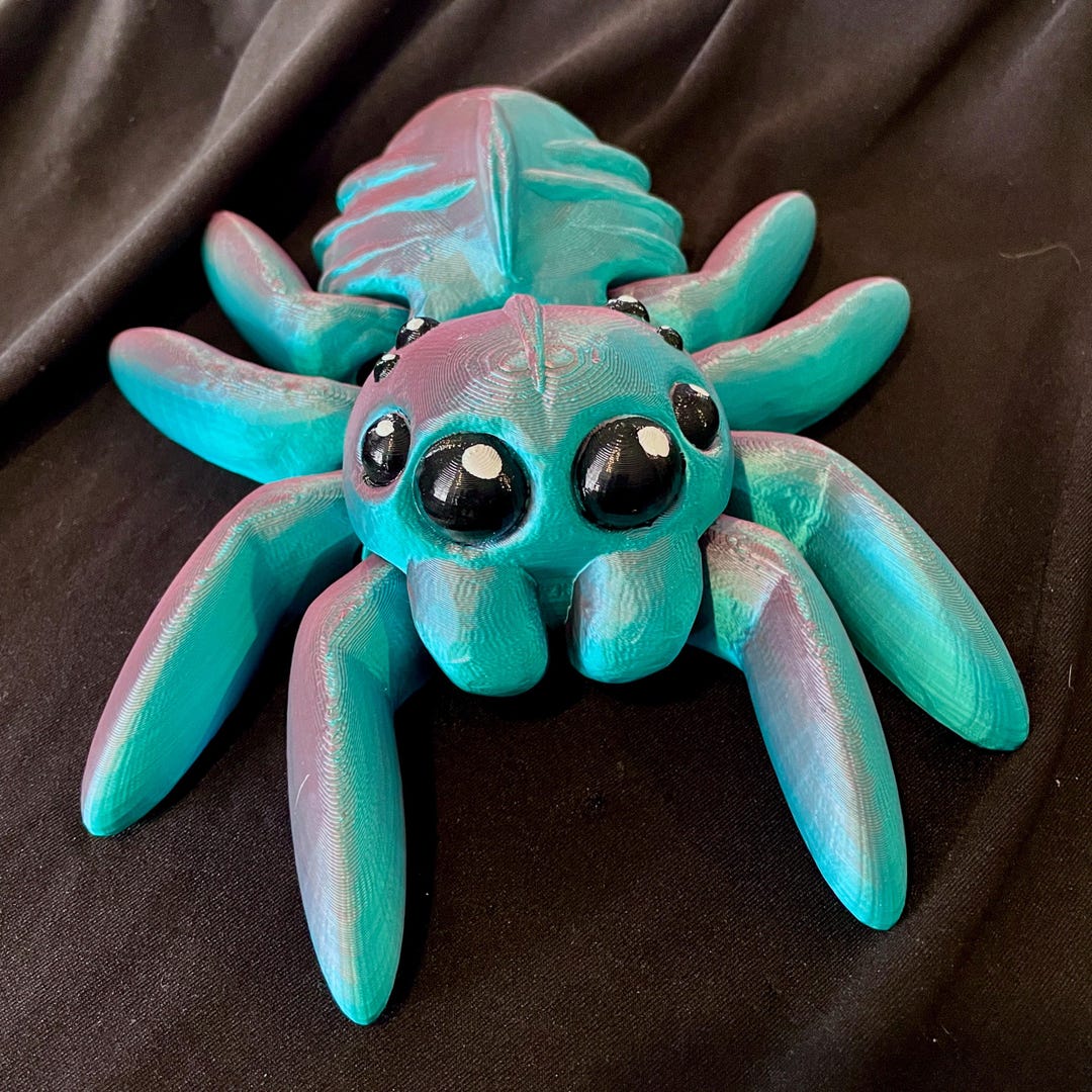 Giant Cute Spider Toy Vaporwave Neon Pink Teal Articulated Movable Legs ...
