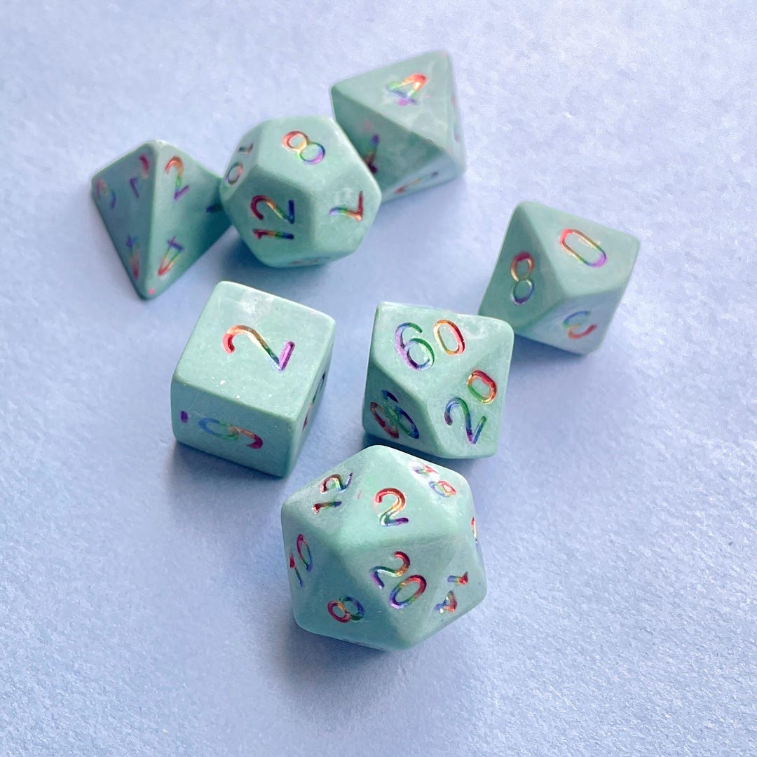 Rainbow Sky - Gypsum Stone Polyhedral Dice - D&D Rock Dice Set - Etsy