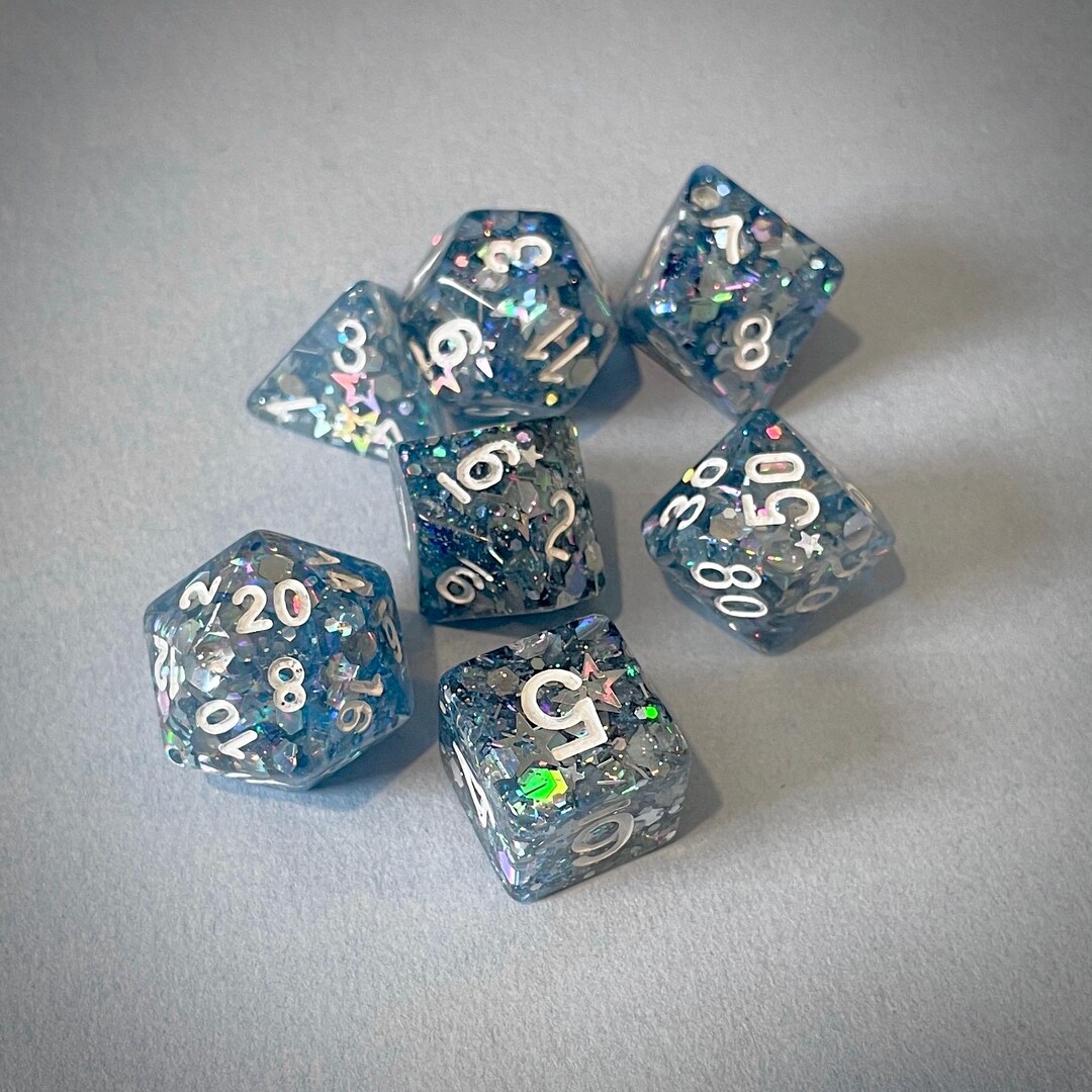 Let It Snow - Blue Glitter Holographic Polyhedral Resin Dice - Classic ...