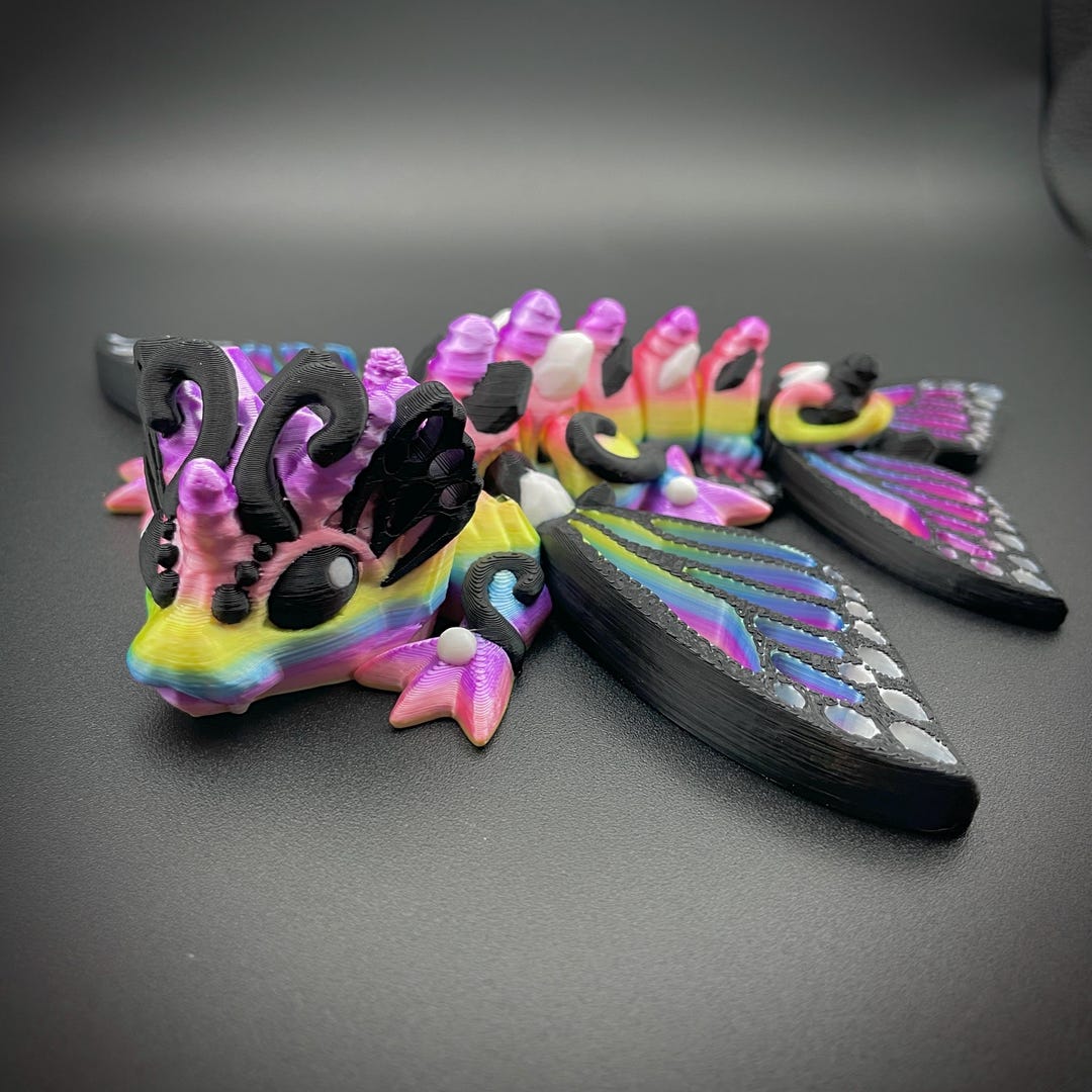 Rainbow Butterfly Dragon - Articulated Movable Legs - Fidget Toy ...