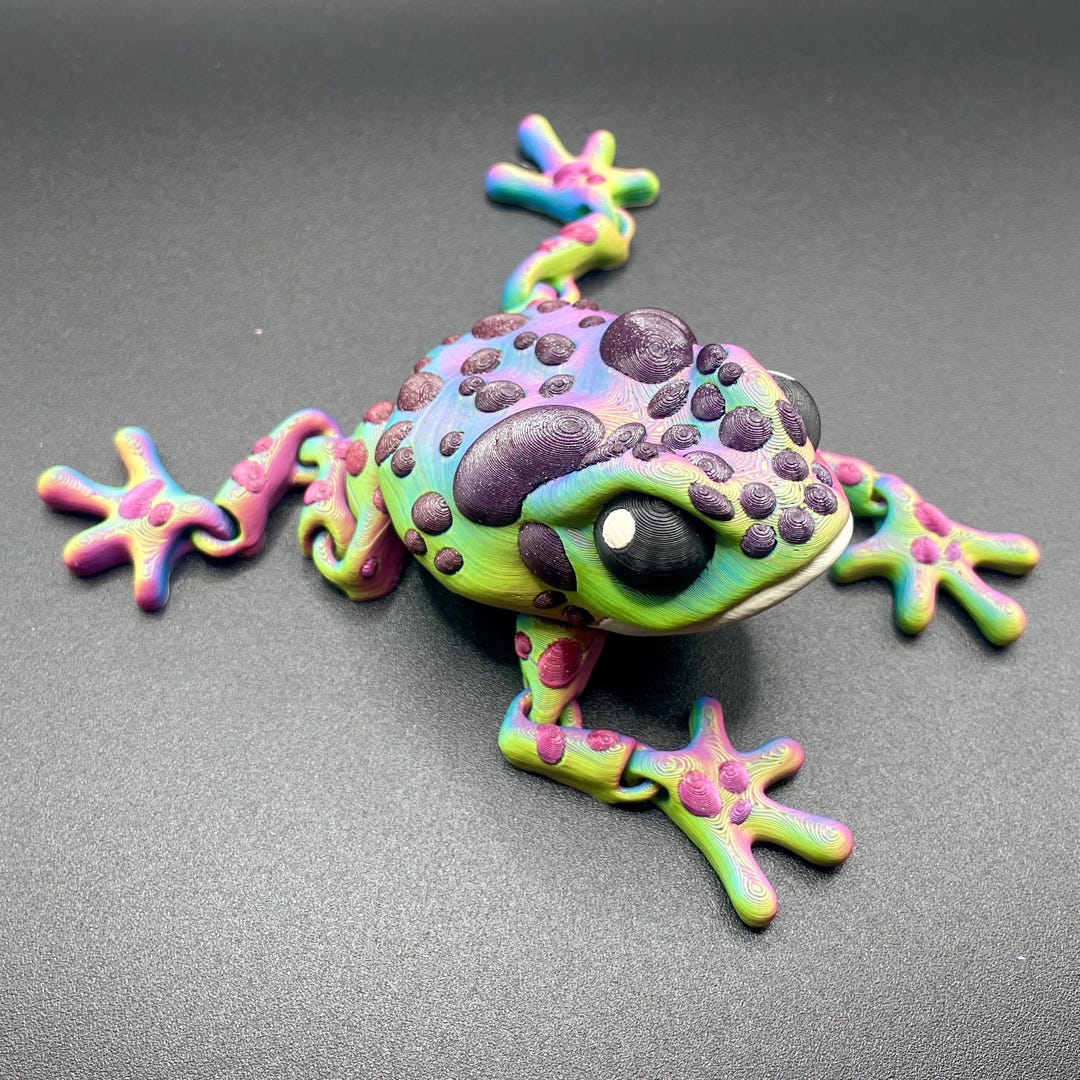 Grumpy Rainbow Toad With Purple Spots - Articulated Frog Handheld ...