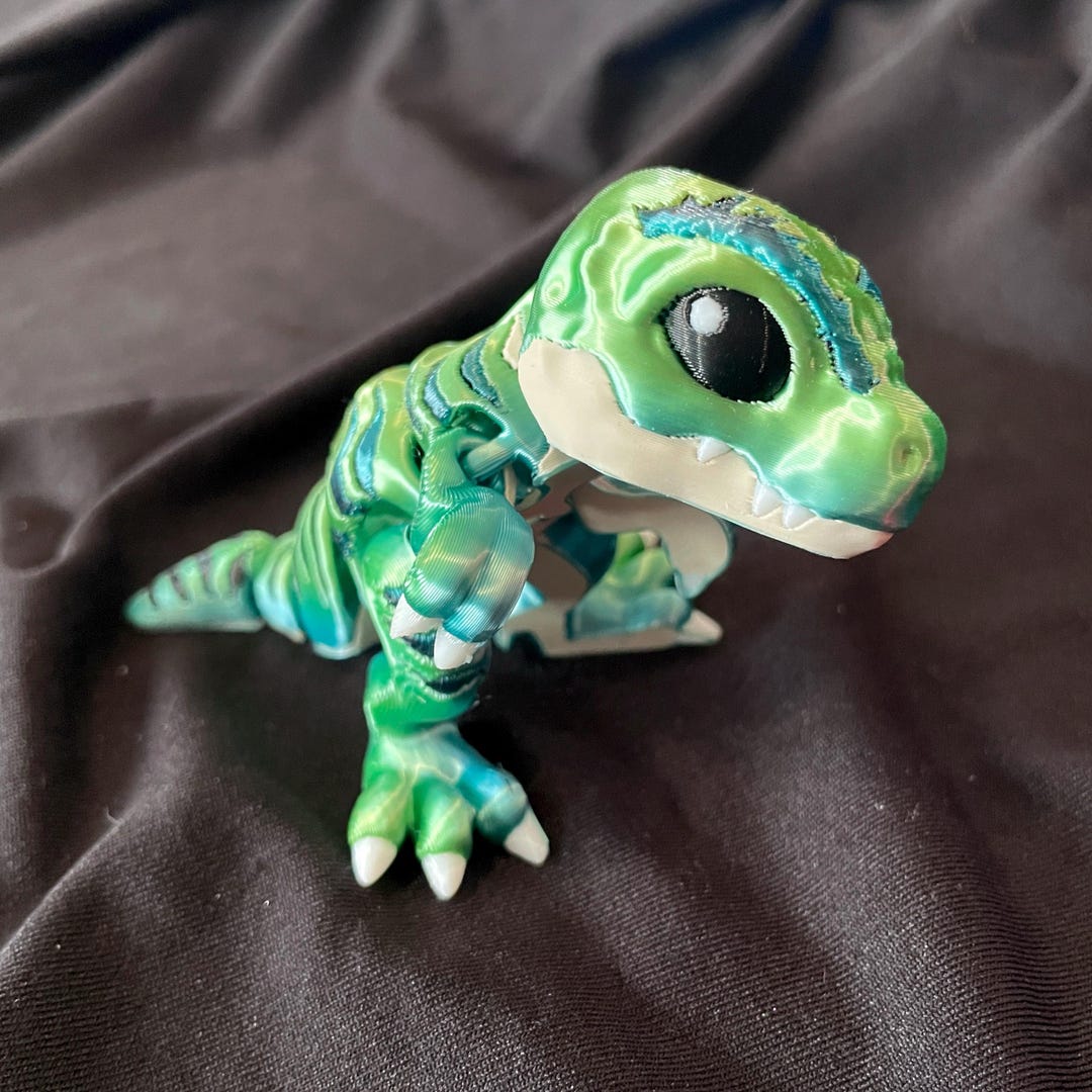 Cute Green T-rex Toy - Shiny Articulated Dinosaur Handheld Fidget Toy ...