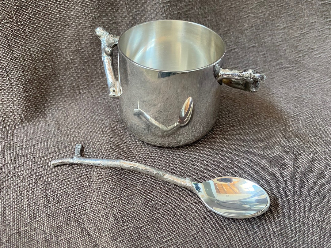Michael Aram Sugar Bowl Spoon Bark Branch Collection No Top Silver Over ...