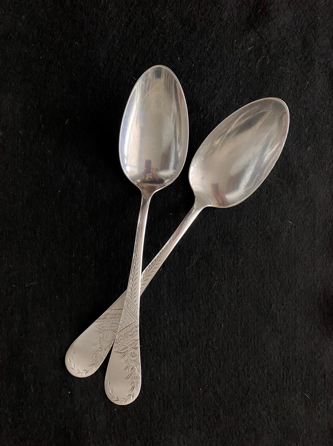 Towle Sterling Silver Serving Spoons, Engraved Pattern, Set of 2, 8-3 ...