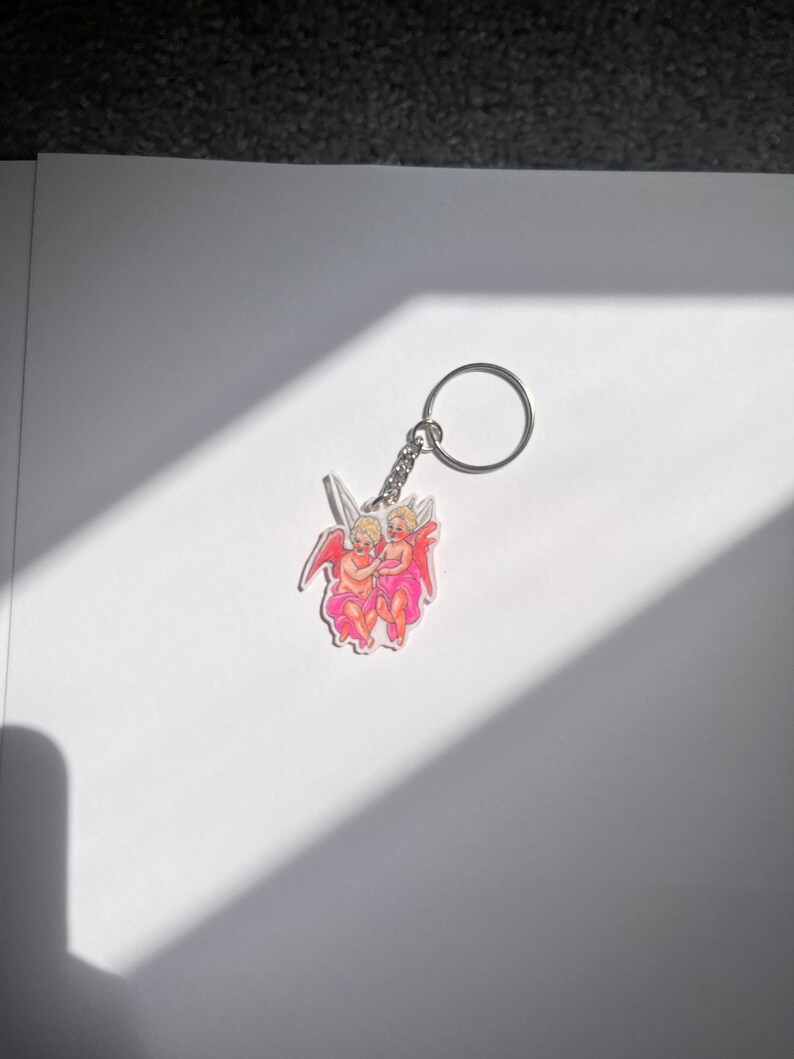 Hand Drawn Cherub Babies Keychain, - Etsy