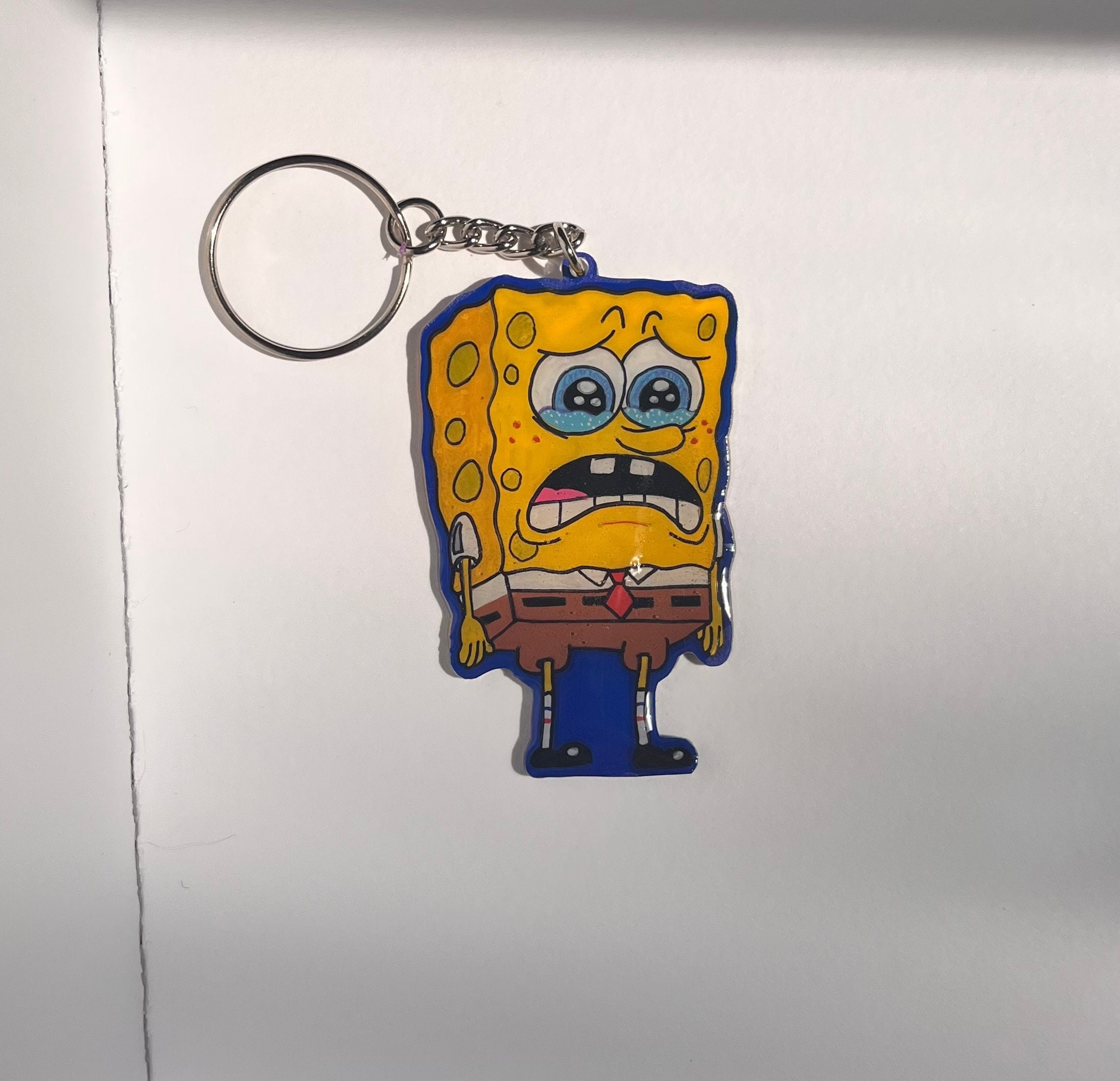 Sad Spongebob Squarepants Hand Drawn Keychain. - Etsy